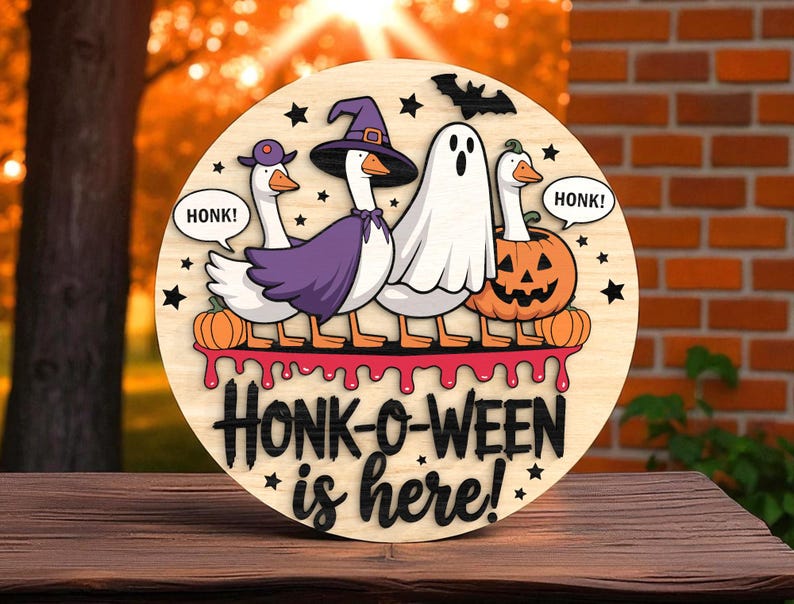Honk-o-ween Goose Halloween Welcome Sign Laser Cut Digital Files SVG ...