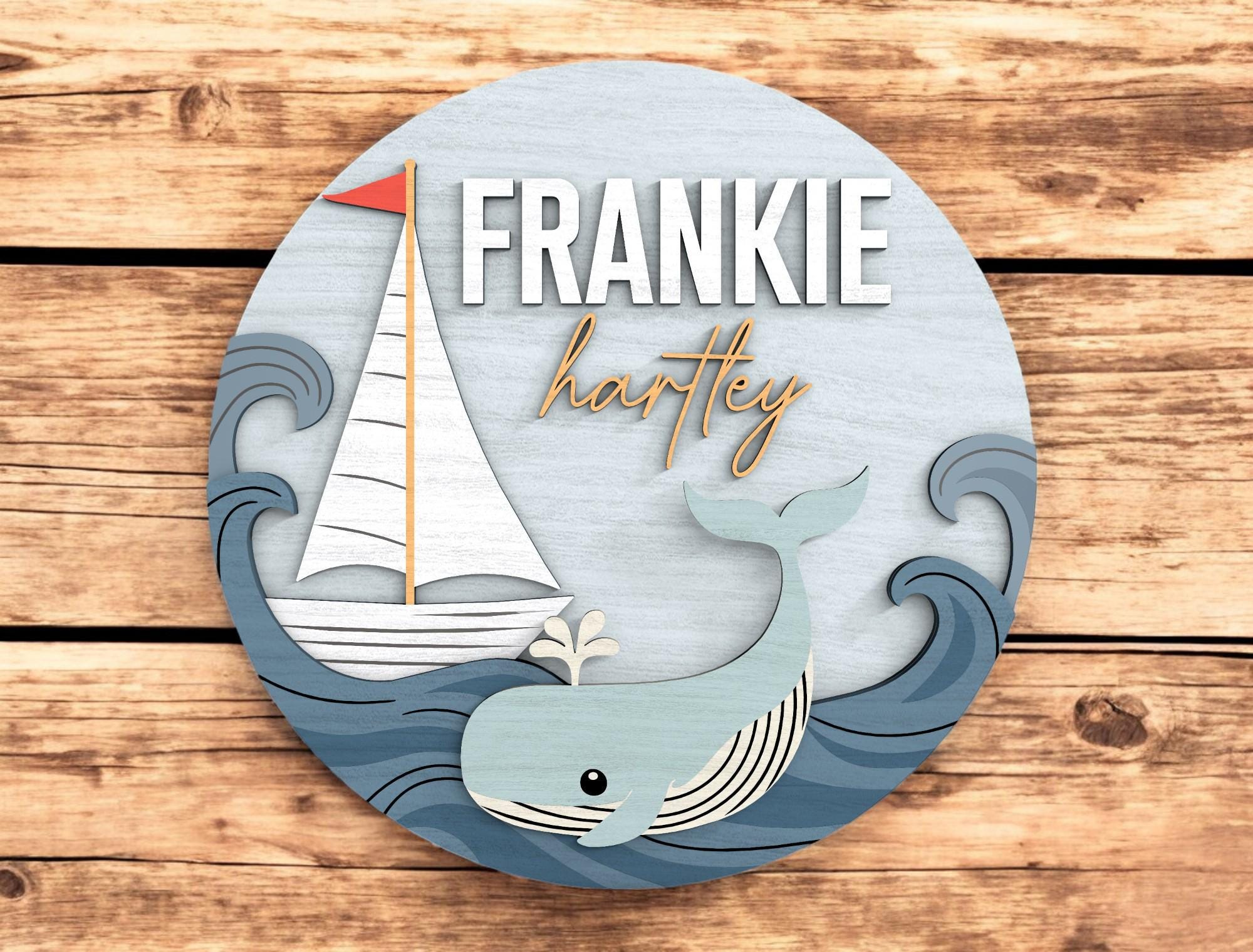 Nautical Whale Boat Name Welcome Sign SVG - Personalized Laser Cut ...