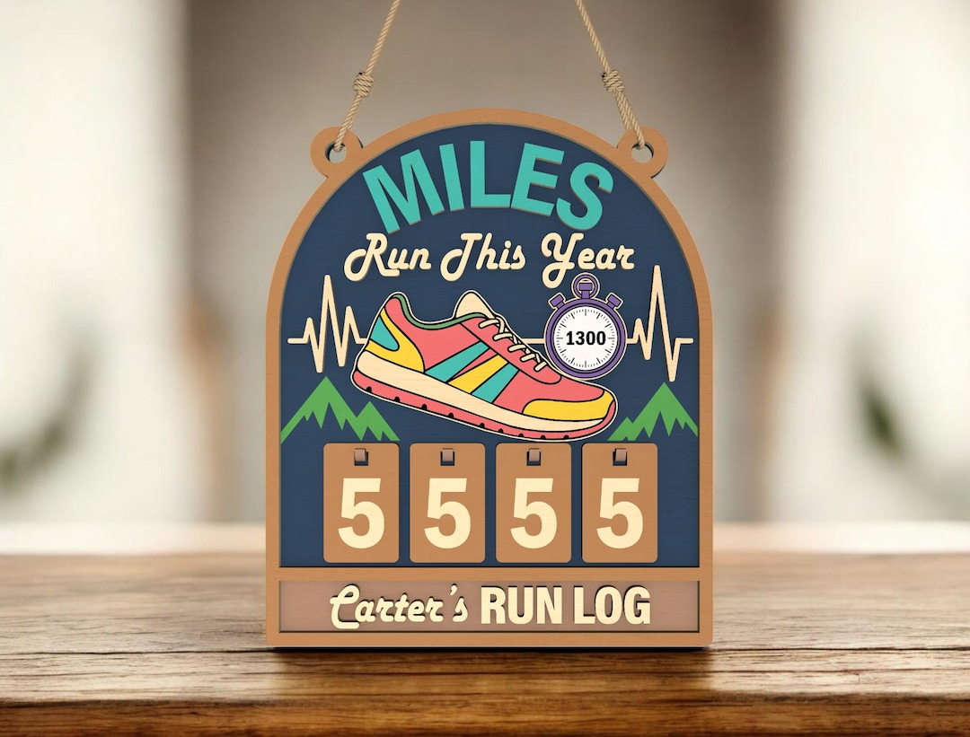 Running Miles Tracker SVG Laser Cut File, Personalized Run Log Sign ...