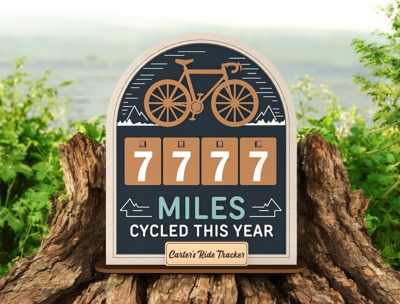 Cycling Miles Tracker SVG Laser Cut File, Bike Ride Tracker Sign, Miles ...