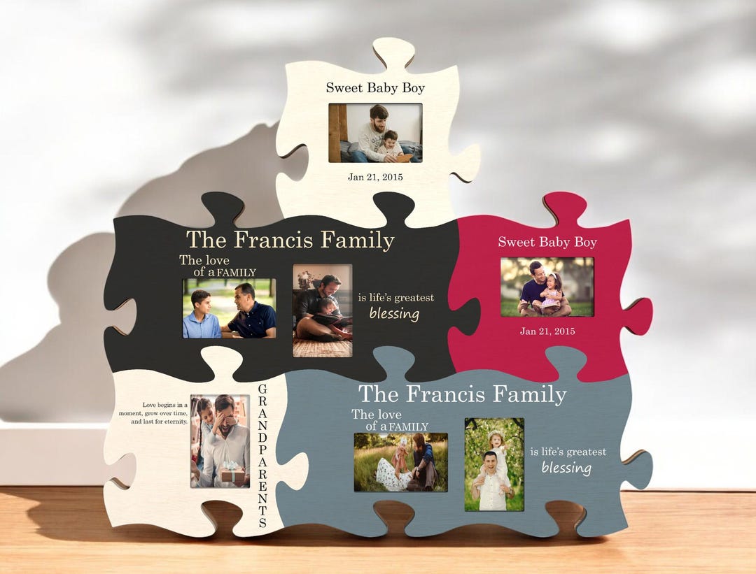 Personalized Family Puzzle Photo Frame Digital Laser Cut SVG – Laser ...