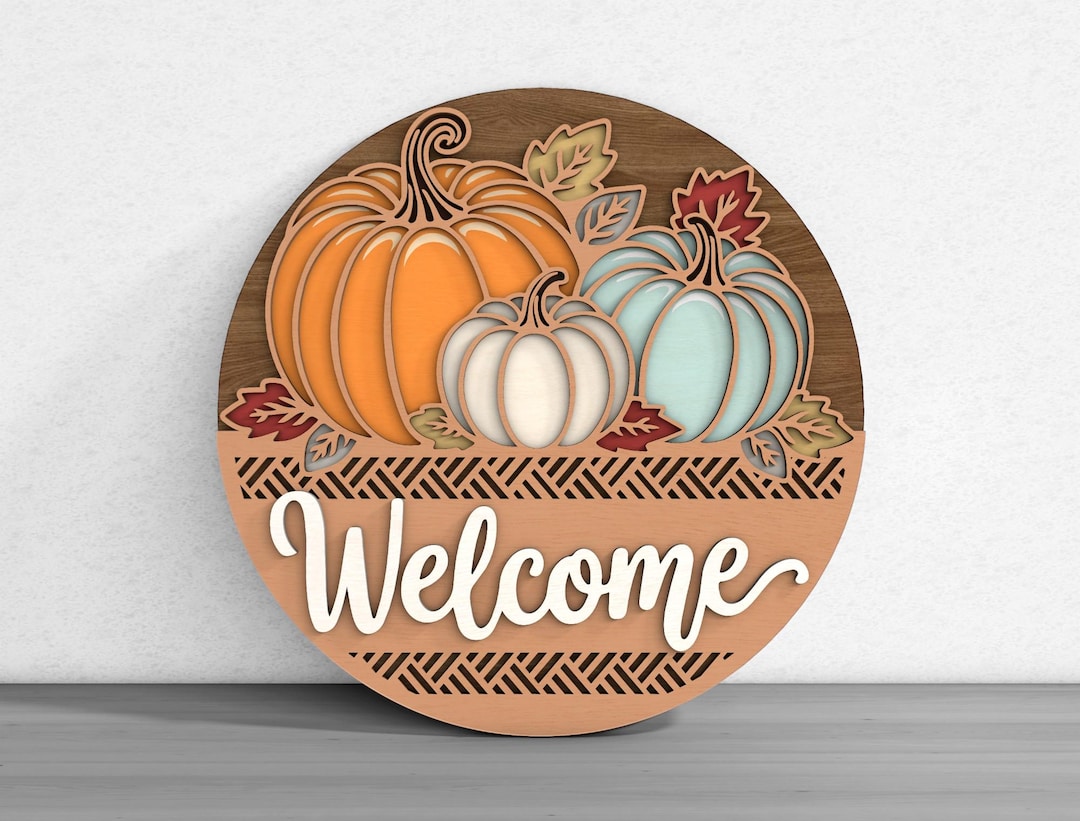 Pumpkin Welcome Sign Laser Cut Digital SVG – Fall Harvest Digital Laser ...