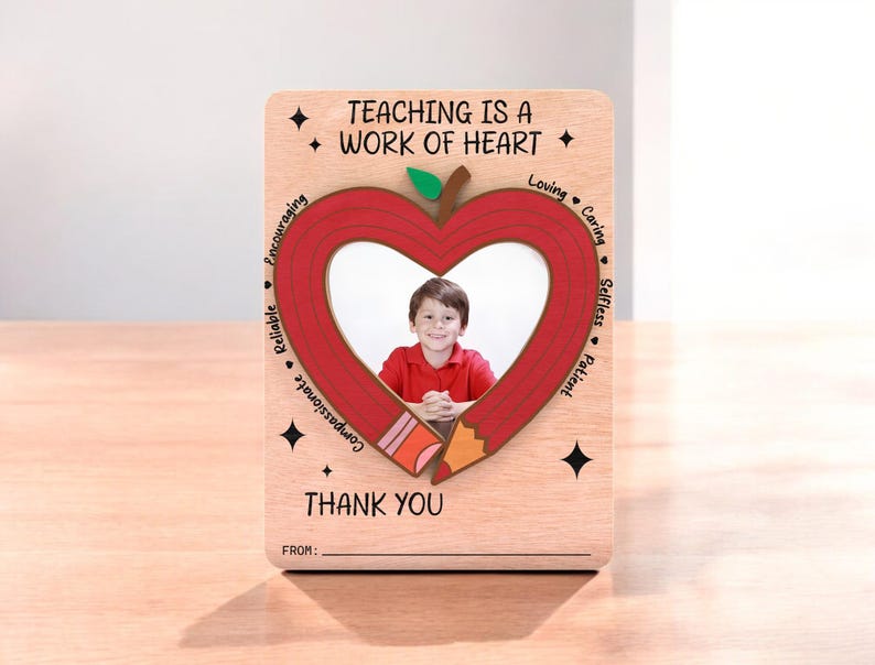 3 Designs Teacher Appreciation Photo Frame Laser Cut SVG | Pencil Heart ...