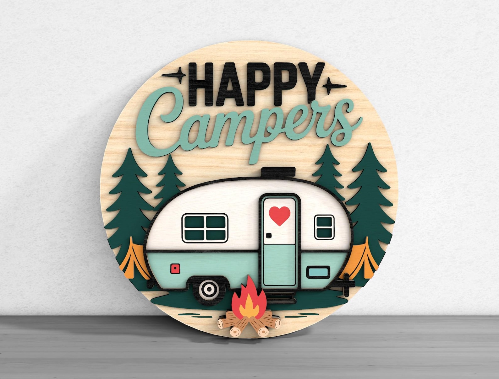 Happy Campers Welcome Sign Laser Cut Digital Files SVG – Layered Laser ...