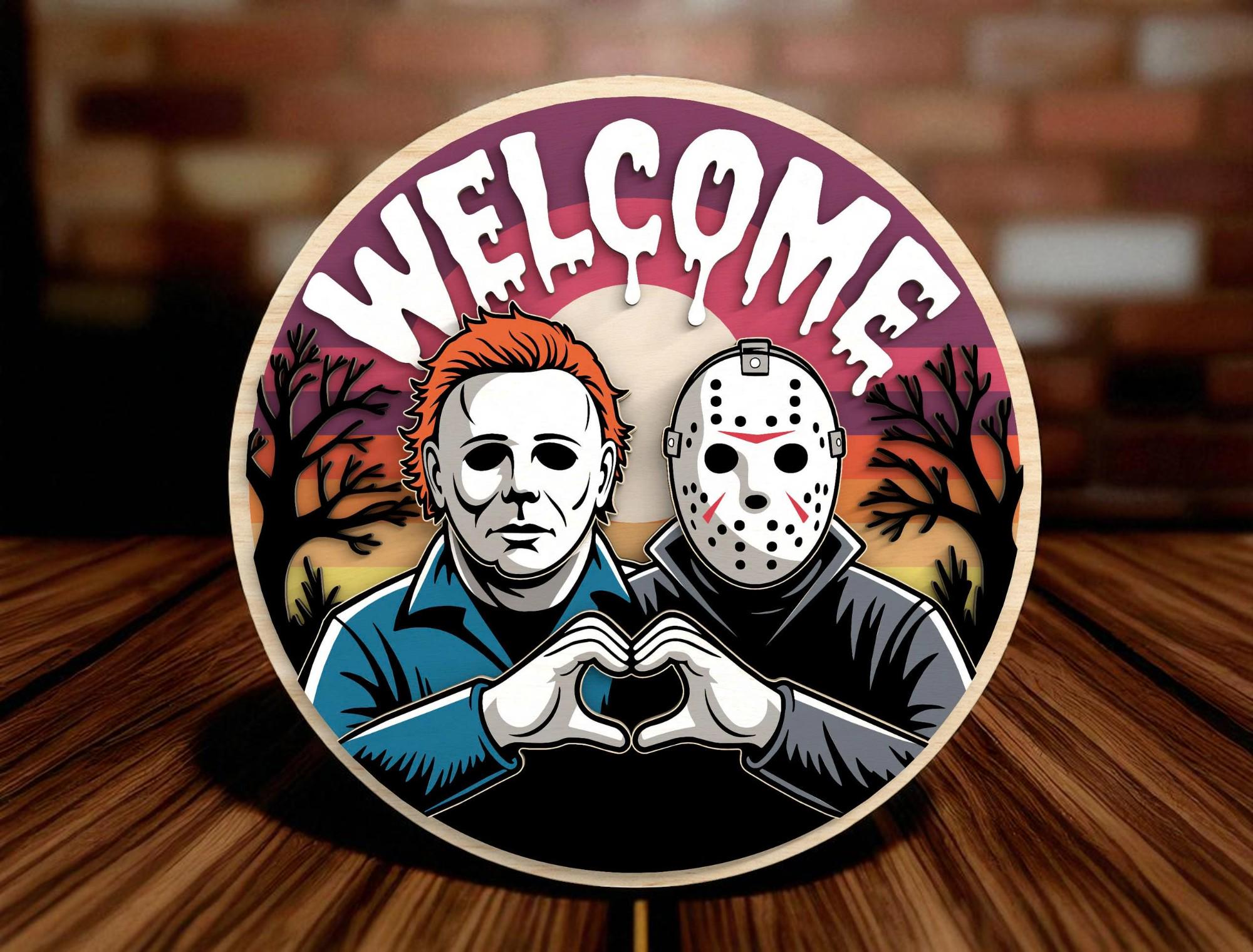 Welcome Horror Couple Sign Digital Files SVG – Layered Halloween Sign ...