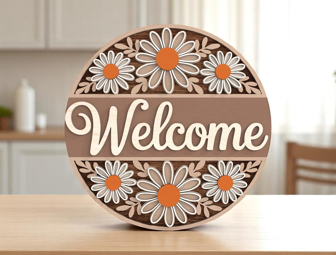 Daisy Welcome Sign Digital Files SVG – Digital Laser Cut File for ...