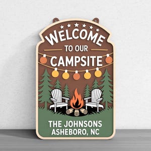 Layered "welcome to Our Campsite" Welcome Sign Laser Cut Digital Files ...