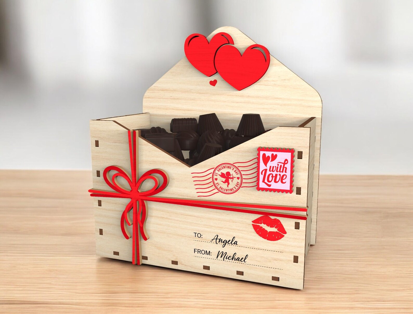 Valentine Envelope Chocolate Box SVG • Heart Love Candy Holder ...