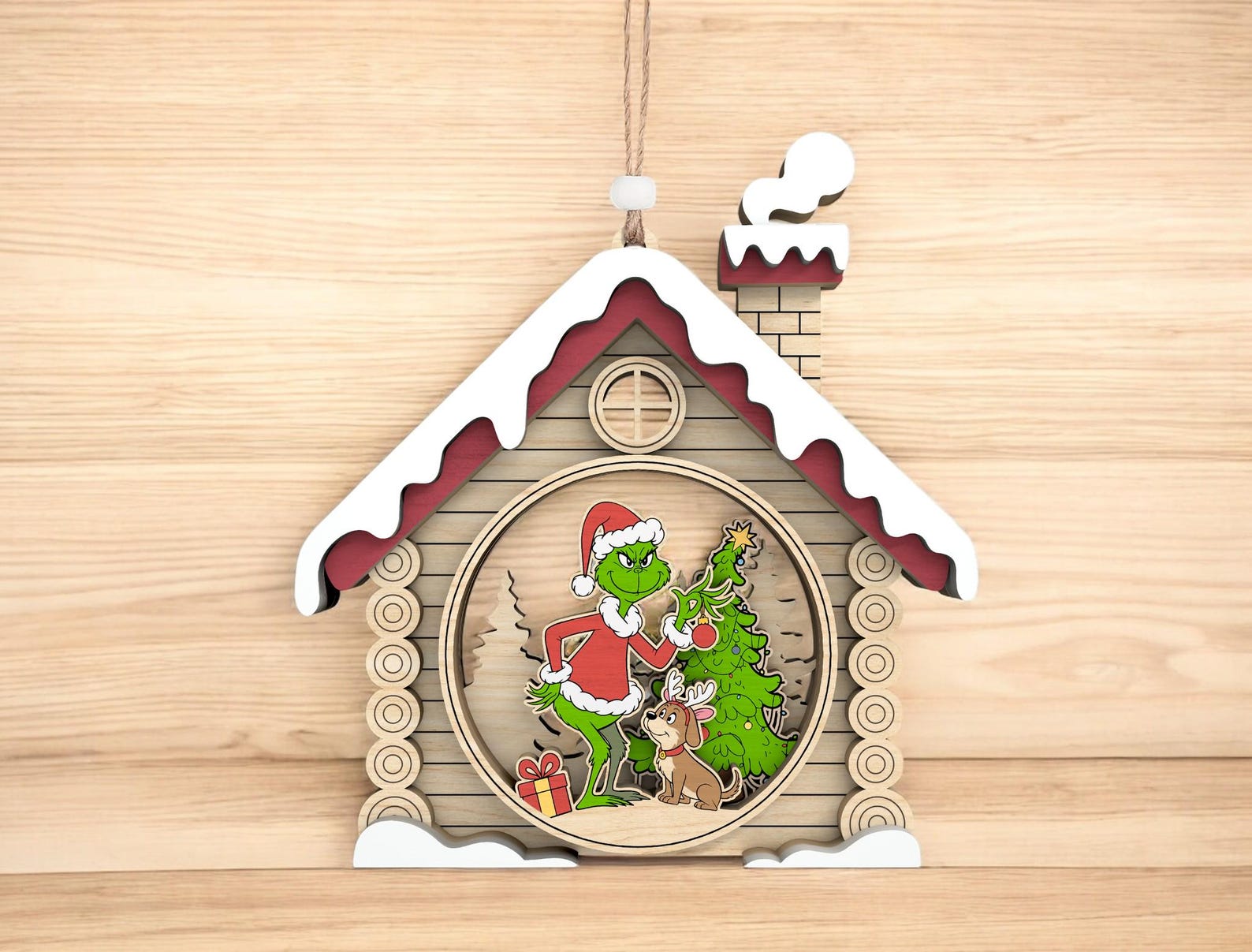 Grinch Christmas House Ornament Laser Cut Digital SVG –3D Layered Laser ...