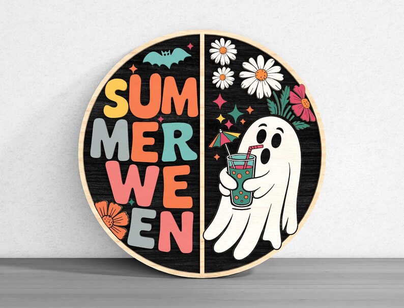 Summerween Ghost Halloween Welcome Sign Laser Cut Digital Files SVG ...