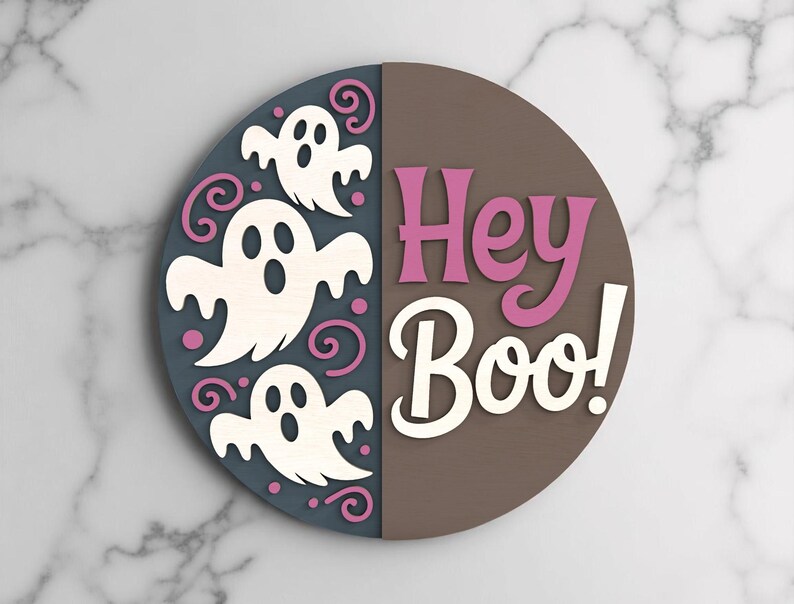 Hey Boo Halloween Ghost Welcome Sign Laser Cut Digital Files SVG – Ute ...