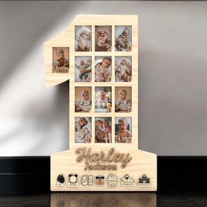 Number 1 Baby Laser Cut Photo Frame SVG – 12 Month Milestone Laser Cut ...