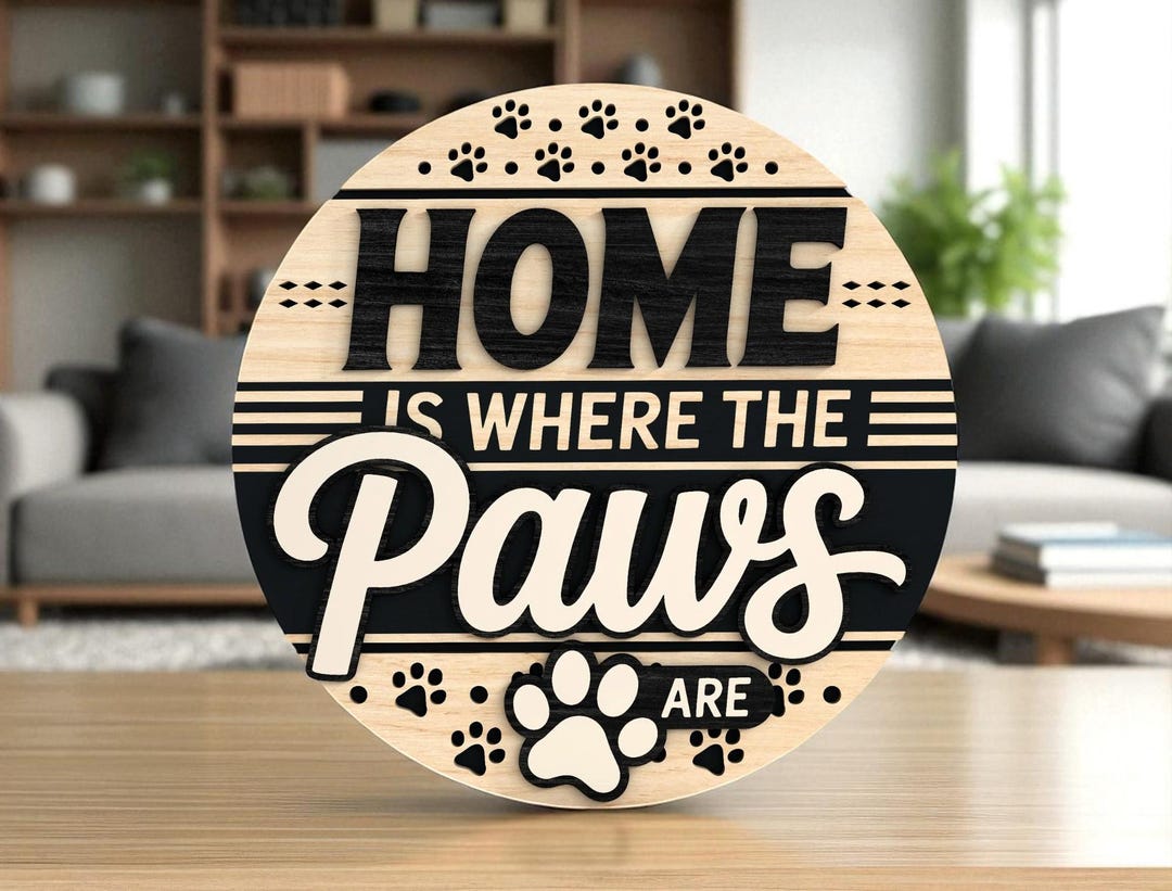 Home is Where the Paws Are Welcome Sign Laser Cut Digital Files SVG ...