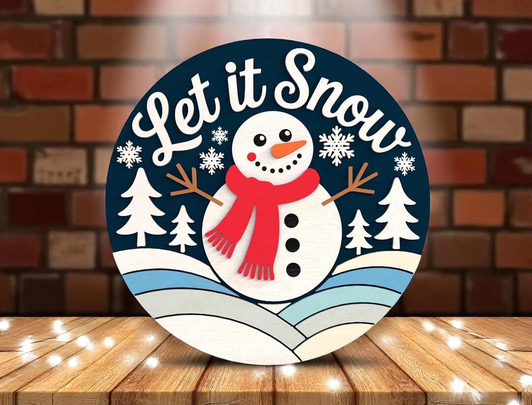 Merry Christmas Let It Snow Welcome Sign Laser Cut Digital Files SVG ...
