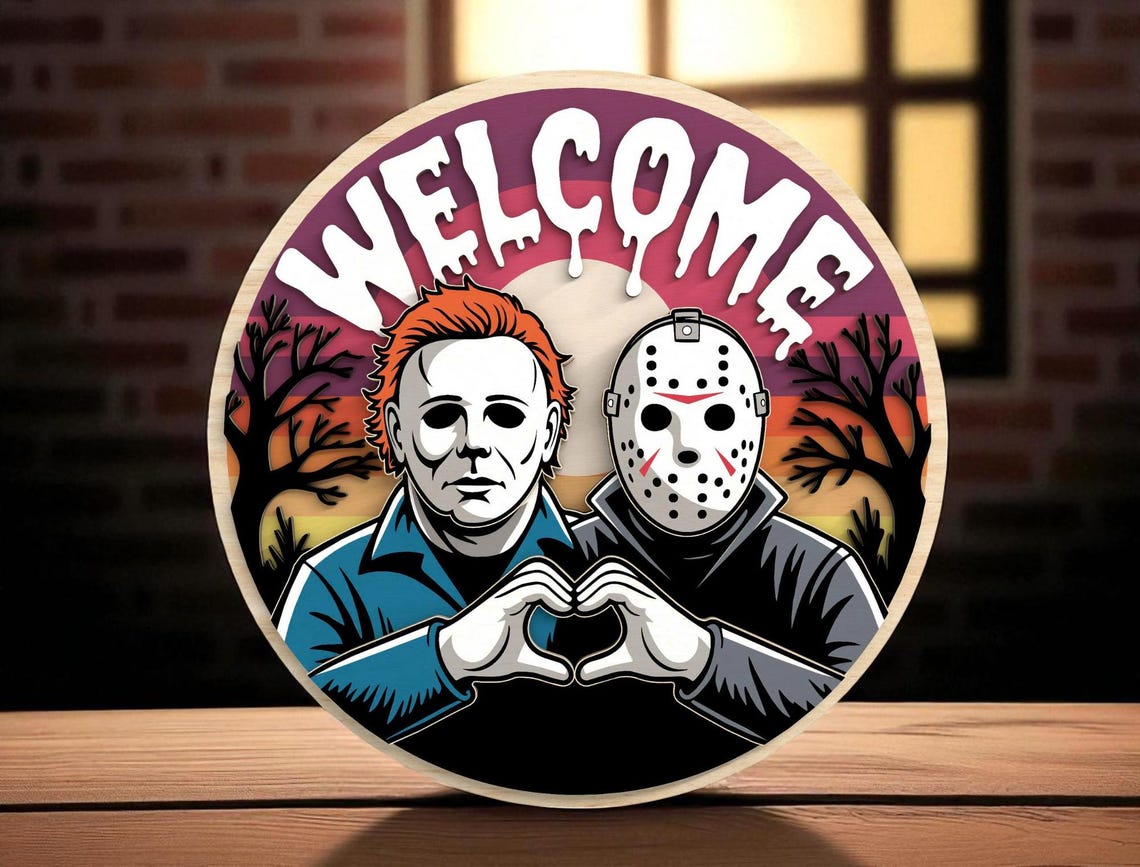 Welcome Horror Couple Sign Digital Files SVG – Layered Halloween Sign ...