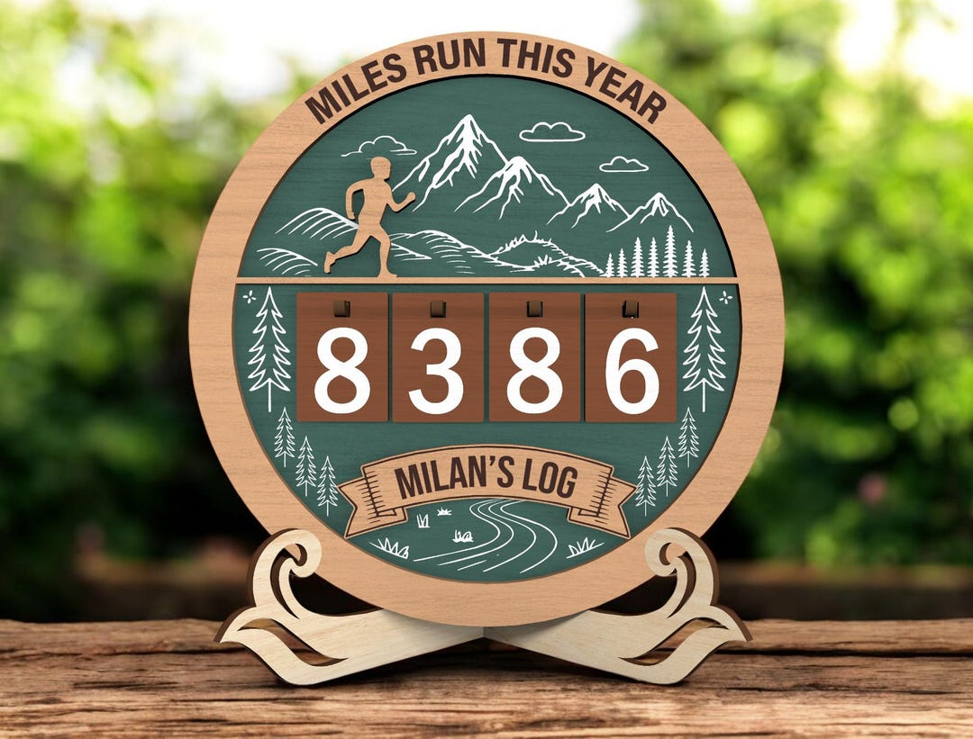 Round Running Tracker Laser Cut File SVG, Miles Run This Year ...