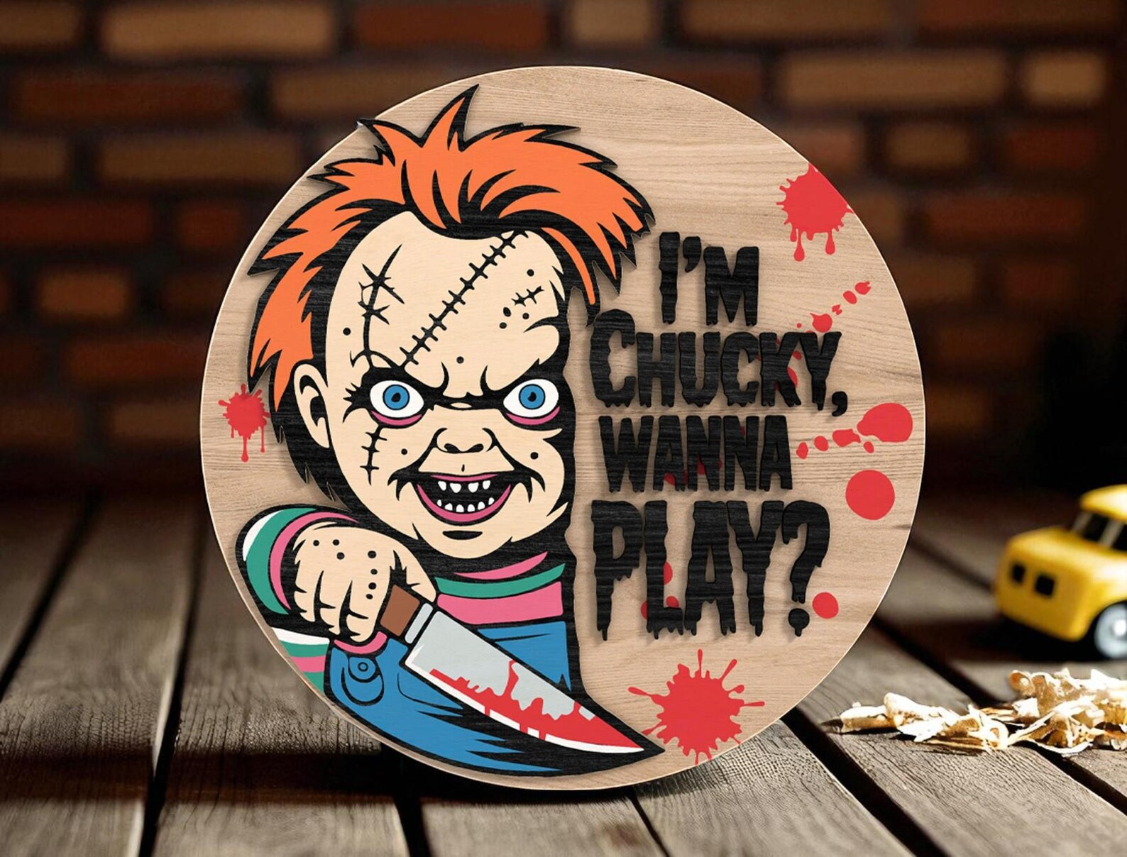 Horror “i’m Chucky, Wanna Play?”” Halloween Welcome Sign Digital Files ...