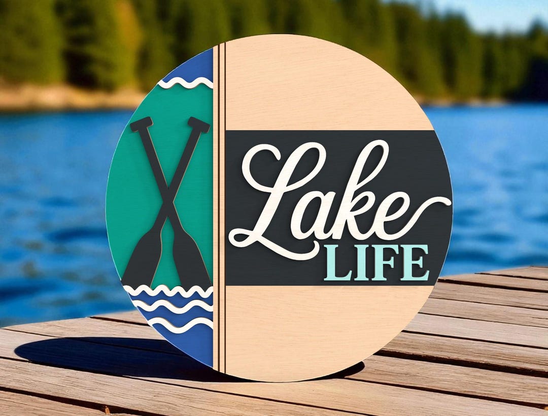Lake Life Welcome Sign Laser Cut Digital Files SVG – Nautical Oars and ...