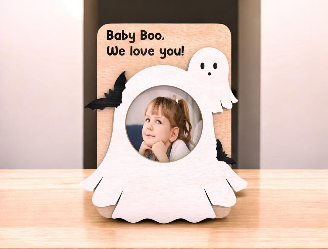 Cute Baby Boo Ghost Laser Cut Photo Frame SVG – Halloween Laser Cut ...
