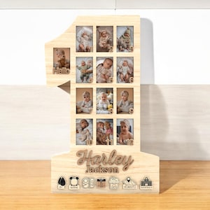 Number 1 Baby Laser Cut Photo Frame SVG – 12 Month Milestone Laser Cut ...
