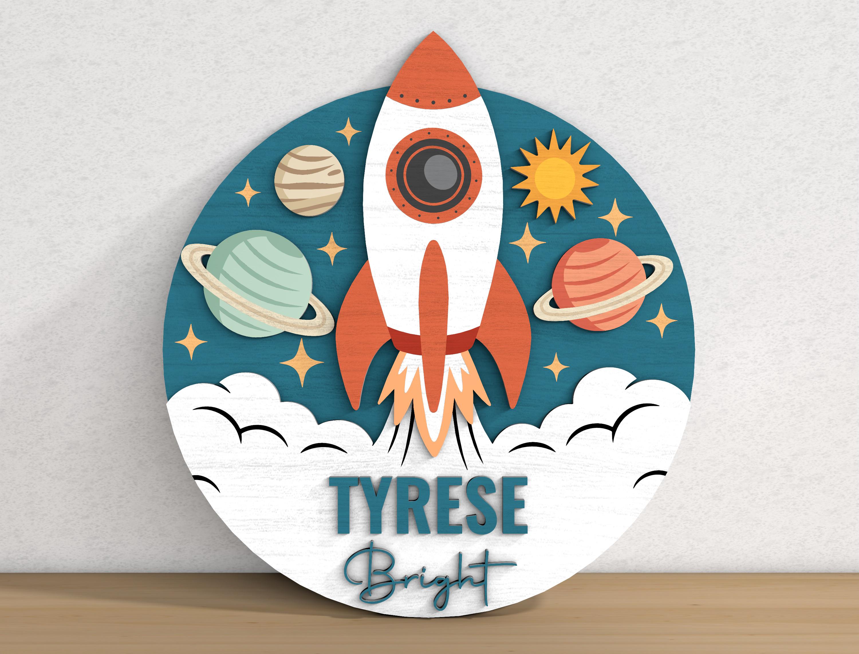 Space Rocket Ship Name Welcome Sign SVG - Space Theme Nursery Wall Art ...