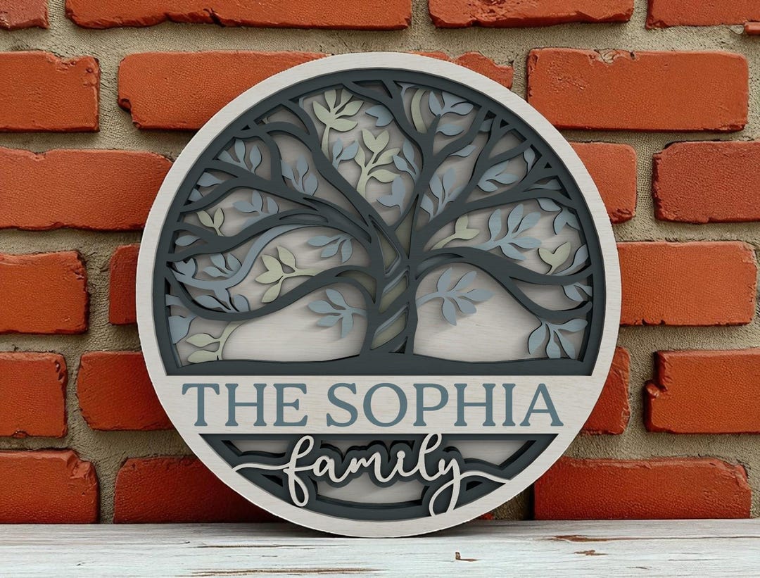 Family Tree Welcome Sign SVG: Laser Cut Tree of Life, Personalized Name ...