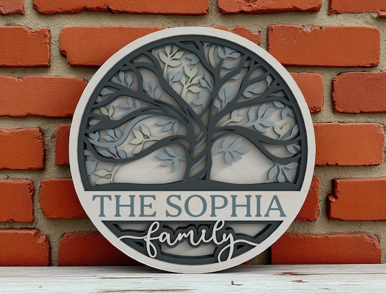 Family Tree Welcome Sign SVG: Laser Cut Tree of Life, Personalized Name ...