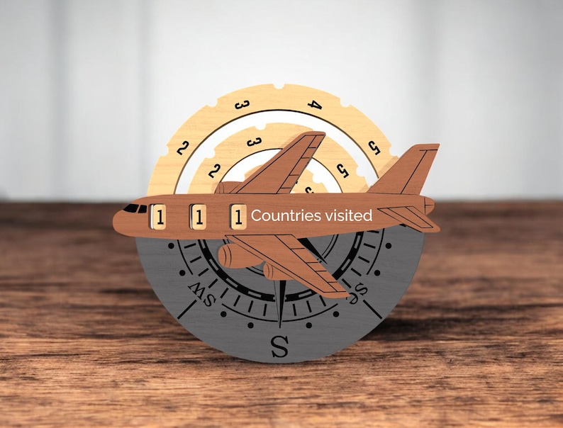 Countries Visited SVG, Travel Tracker Laser Cut File, Airplane Compass ...