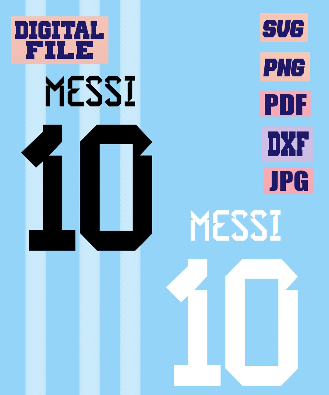 Svg/png/jpg/pdf/dxf Messi Number 10 Inspiration Design, Black and White ...