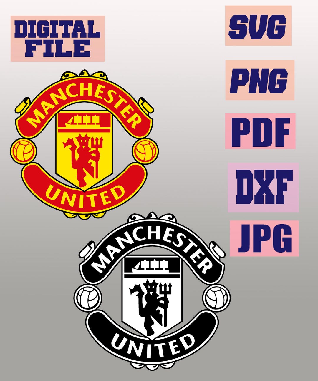 Svg/png/jpg/pdf/dxf Manchester United 2 Designs Vector Cut File for ...