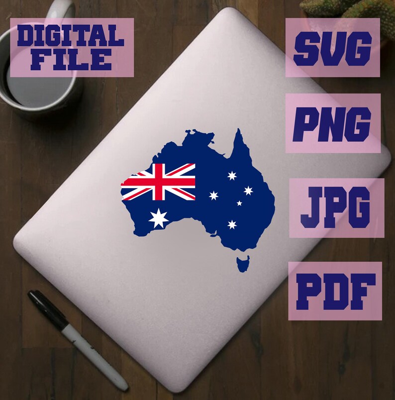 Svg/png/jpg/pdf Australia Flag Map Cut File for Cricut .. Instant ...