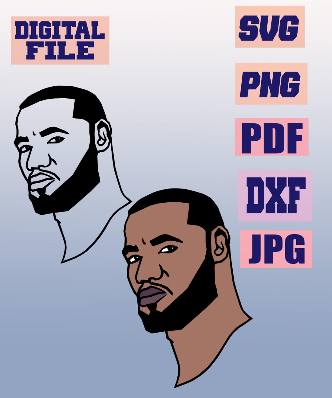 Svg/png/jpg/pdf/dxf Lebron James Portrait Basketball 3 Designs Vector ...