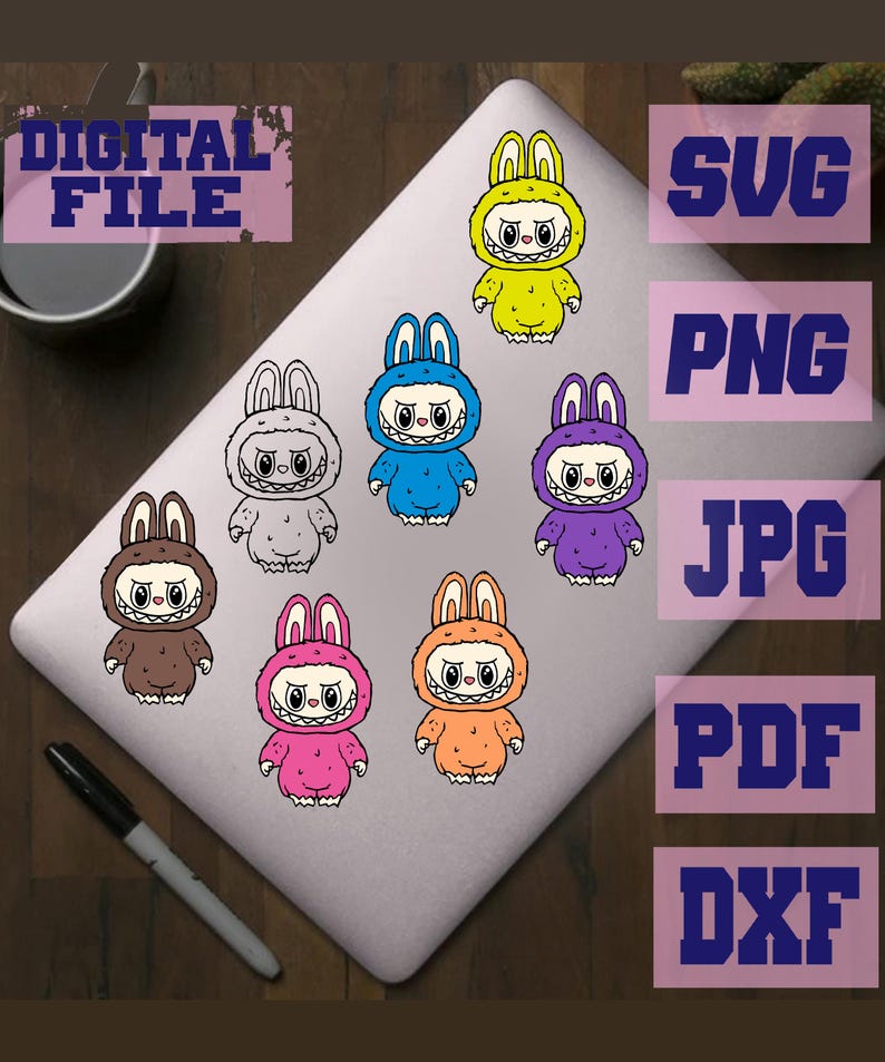 Svg/png/jpg/pdf/dxf Labubu Doll Character 7 Designs Bundle Monsters ...