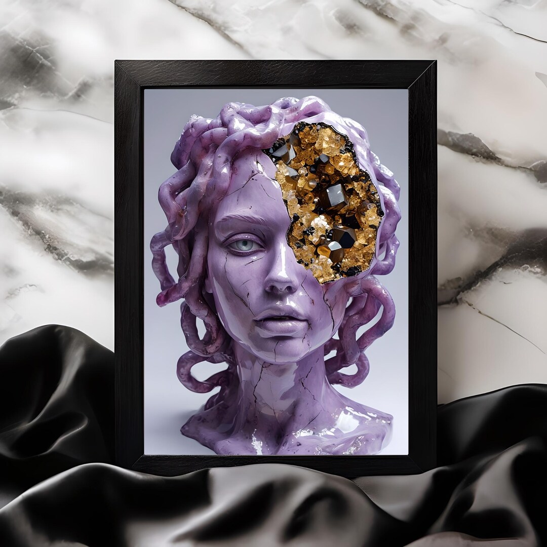 Medusa Framed Artwork | Greek Mythology Wall Art | Medusa Gorgon Print | Medusa Head Decor ...