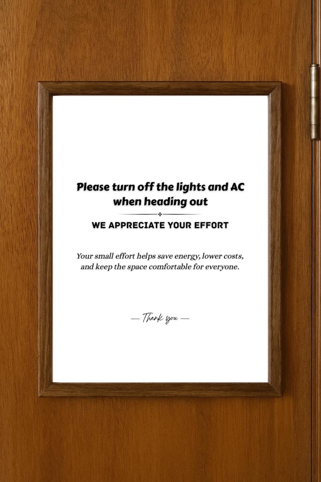 Please Turn off Lights & AC Sign – Office Printable Wall Sign | Energy ...