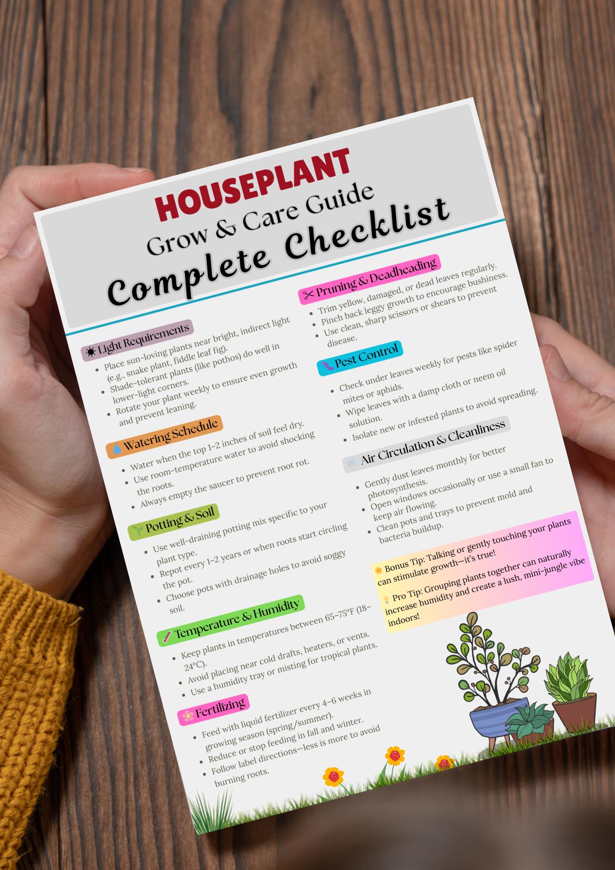 Houseplants Care Guide Chart – How to Grow and Care for Houseplants ...