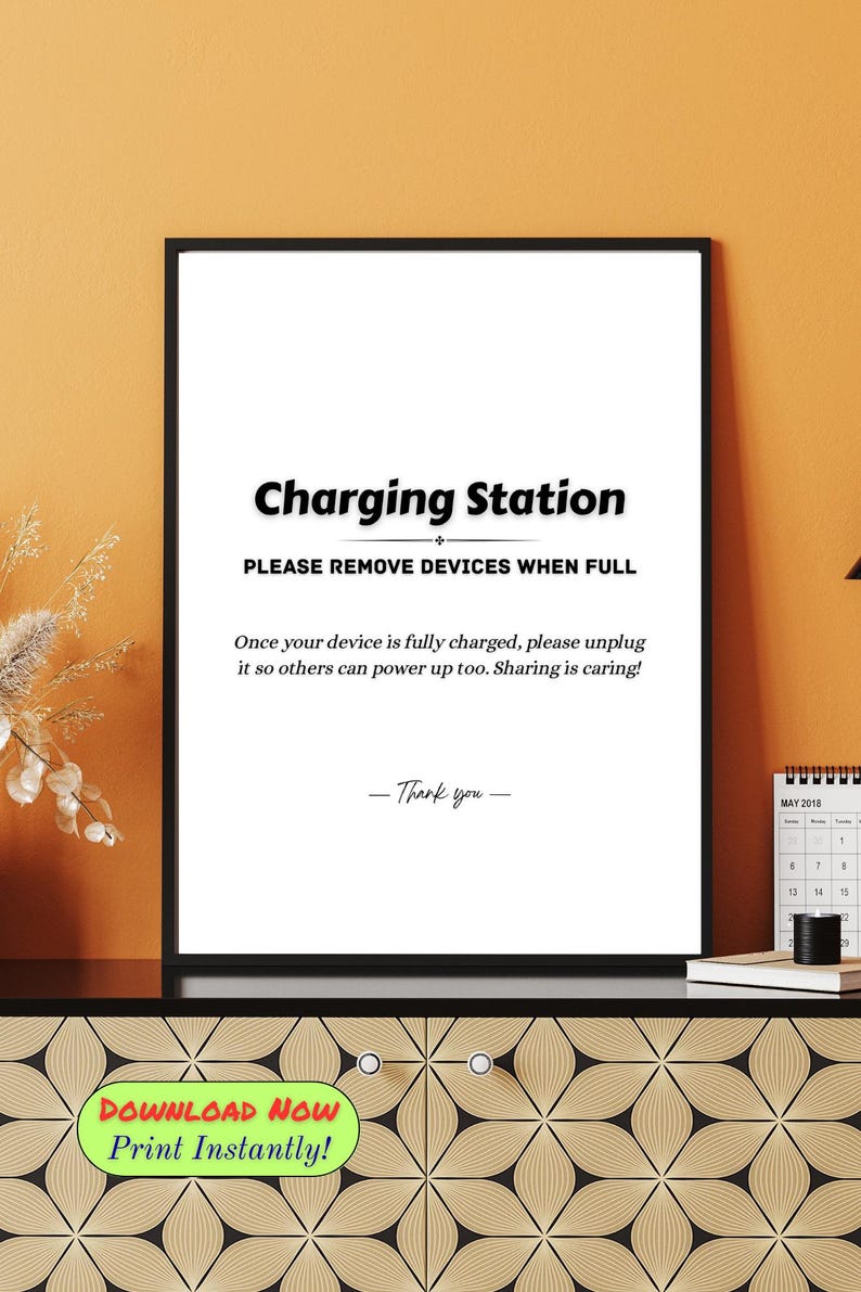 Charging Station Printable Sign | Unplug Device Reminder | Office ...
