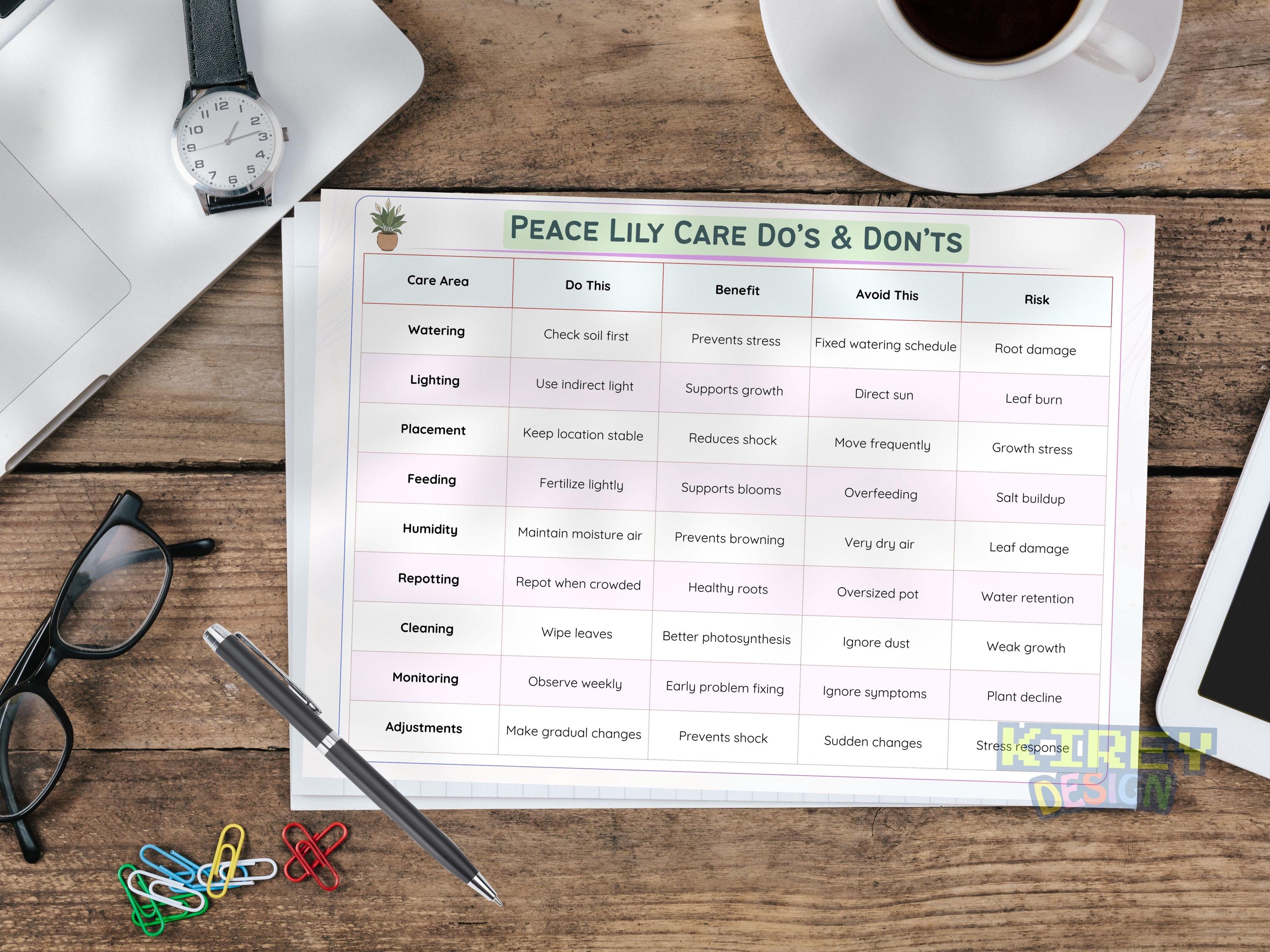 Peace Lily Care Printable | Why Peace Lilies Fail & How to Fix | 3 ...