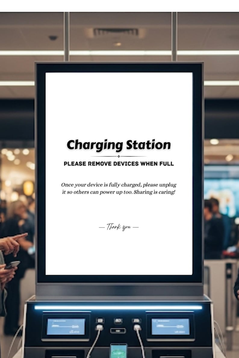 Charging Station Printable Sign | Unplug Device Reminder | Office ...