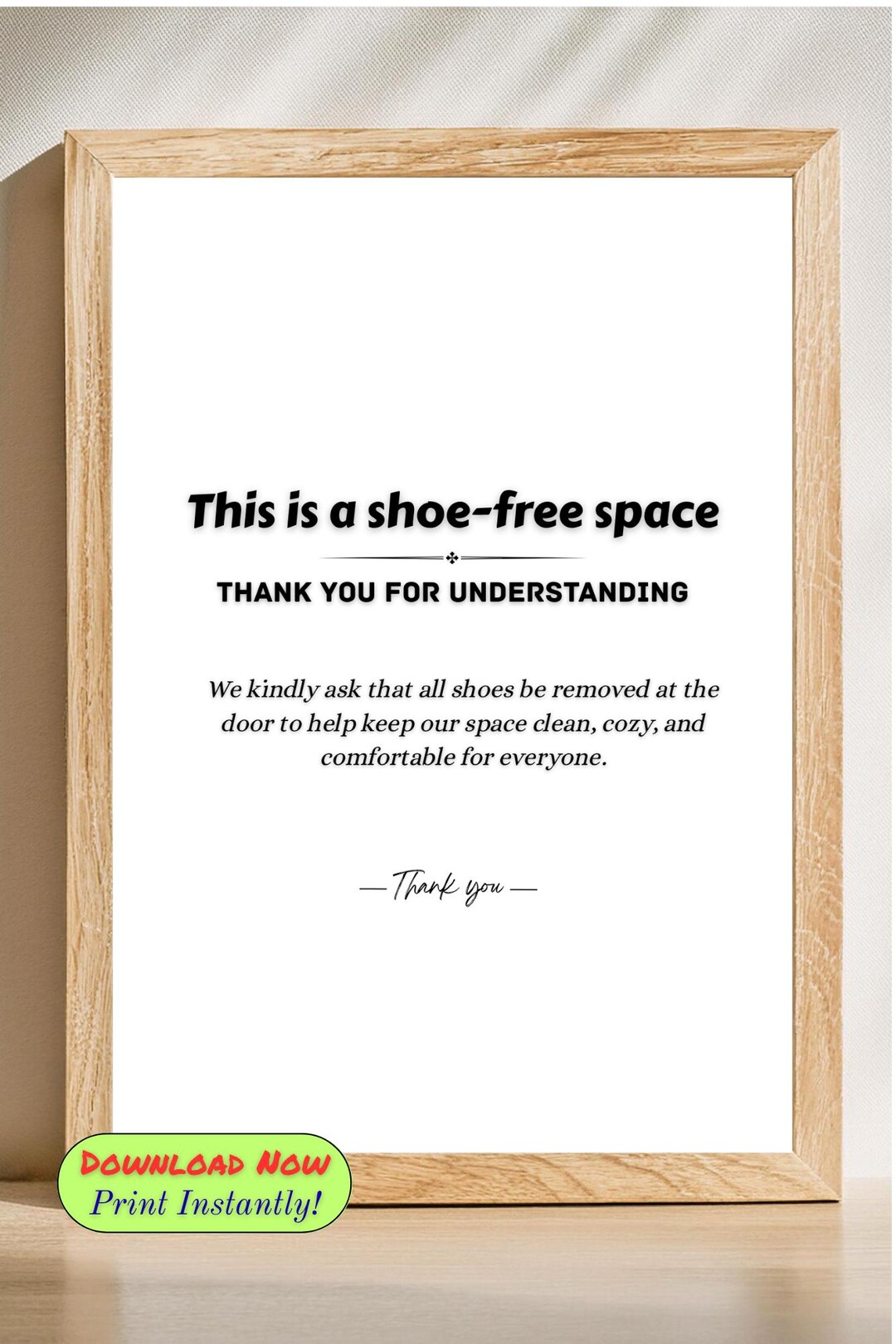 Shoe-free Space Sign | Printable Entryway Decor | "this is a Shoe-free ...