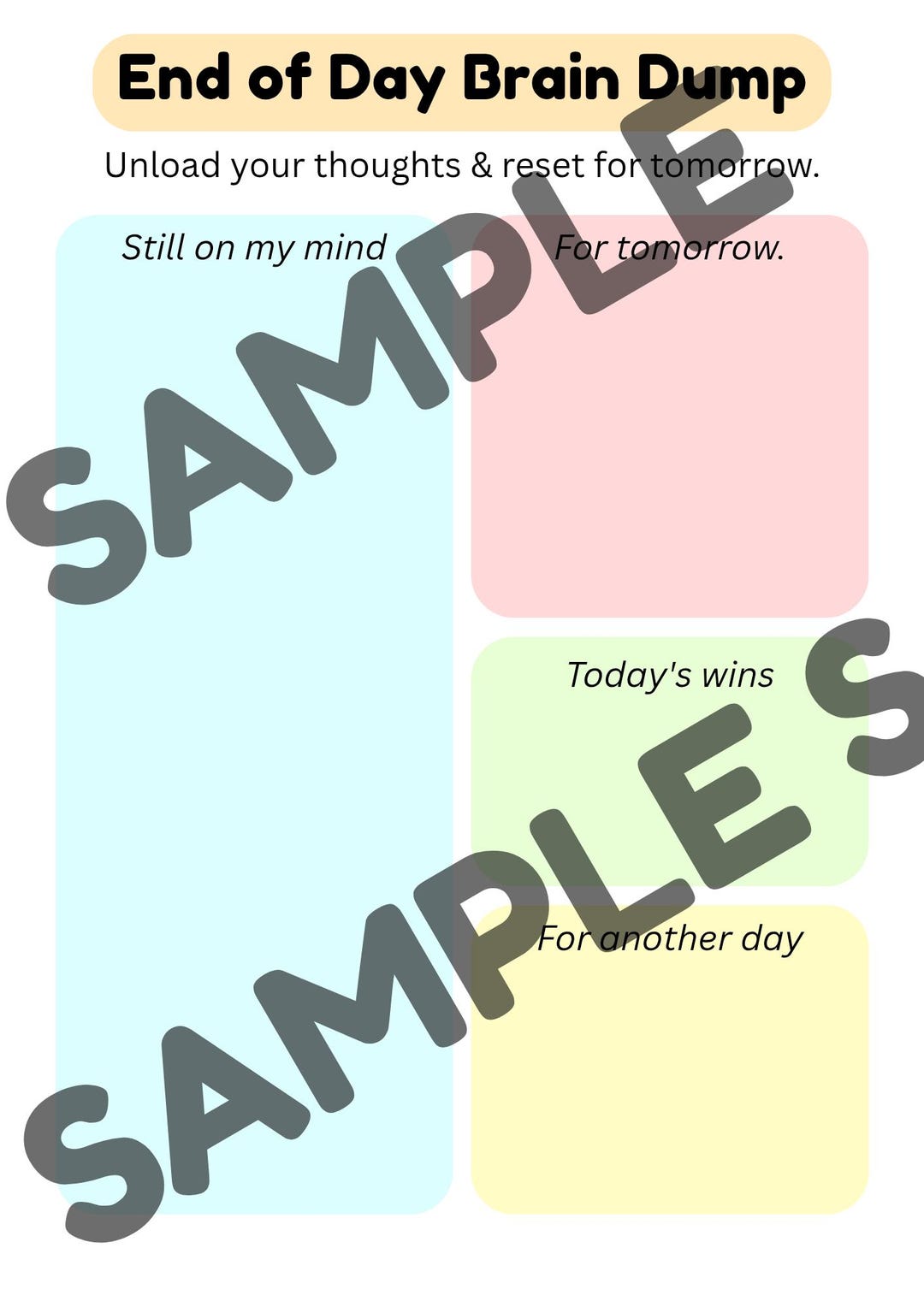 Teacher End-of-day Brain Dump Printable | After School Reset Sheet ...