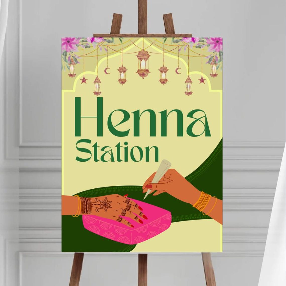 Custom Henna Station Sign: Green Palm Grove Mehndi Decor (PDF & PNG) - Etsy