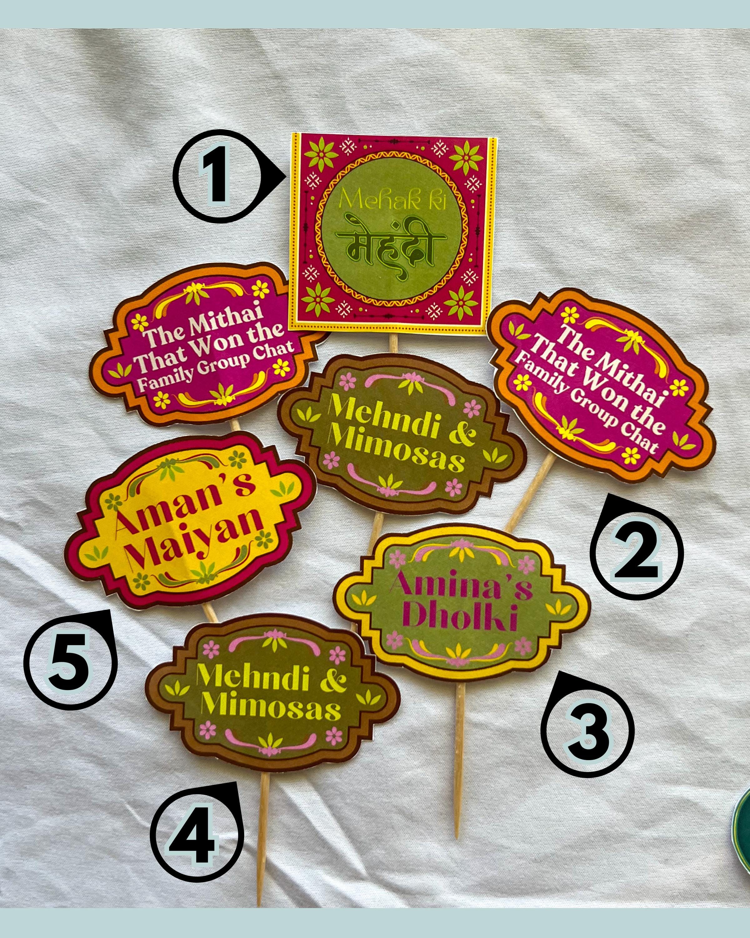 Multicultural Cupcake/mithai Toppers – Custom Phrase, Personalized ...
