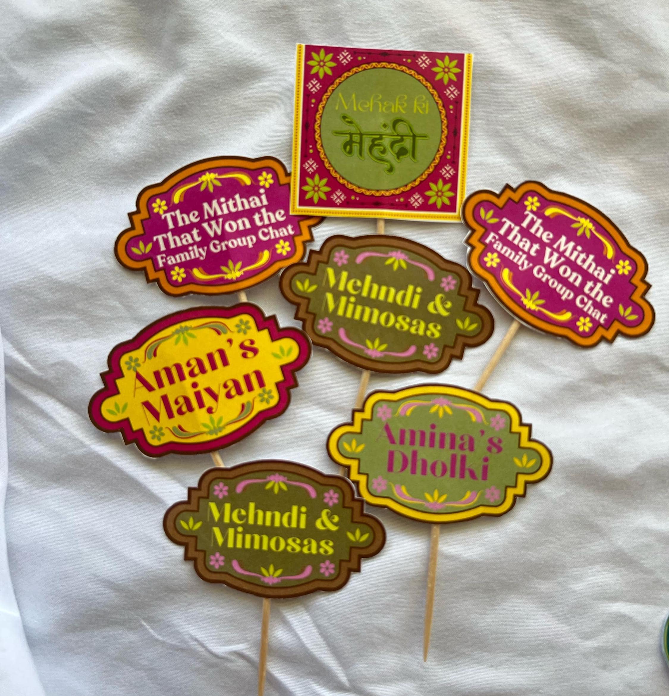 Multicultural Cupcake/mithai Toppers – Custom Phrase, Personalized ...