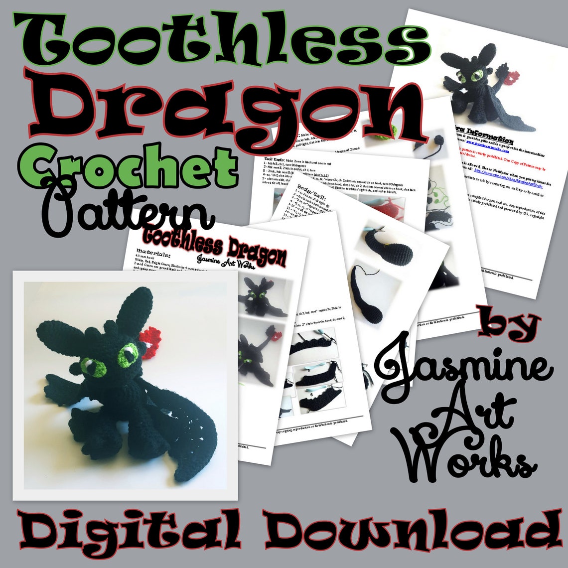 Toothless Dragon Crochet Pattern - Etsy
