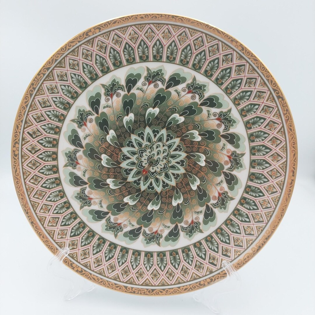 Nippon Tokusei Japan Porcelain Peacock Gold Gilt Green Plate - Etsy