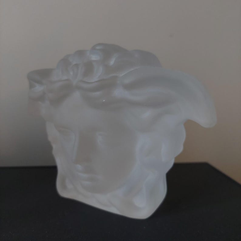 Rosenthal Versace Medusa Glass Crystal Paperweight Clear Head Two Face ...