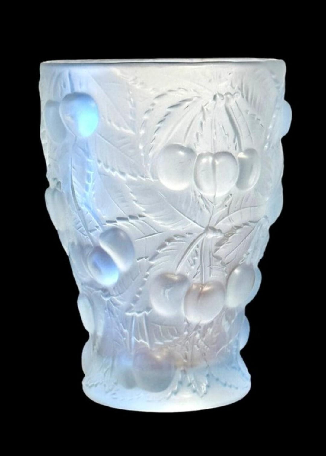 Art Deco Vase Joseph Inwald Frosted Barolac Czech Glass Cherries 1934 ...