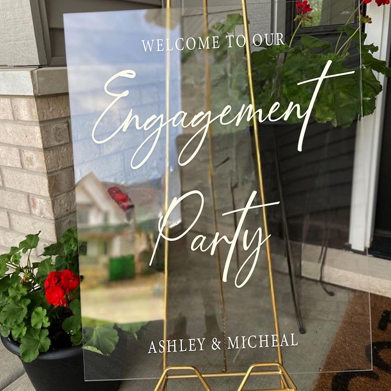 Acrylic We're Engaged Sign, Modern Engagement Party Sign, She Said Yes ...