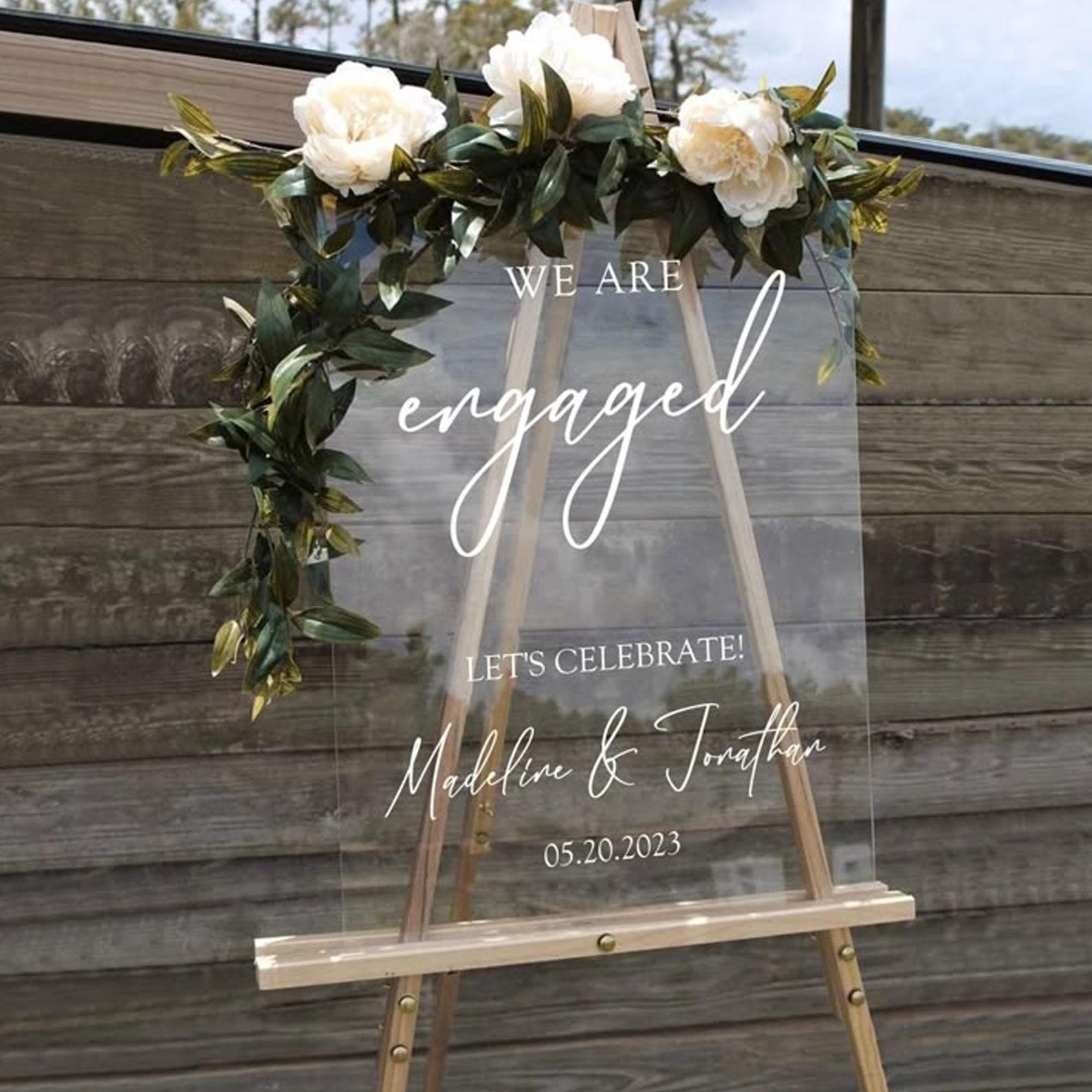 Acrylic We're Engaged Sign, Modern Engagement Party Sign, She Said Yes ...